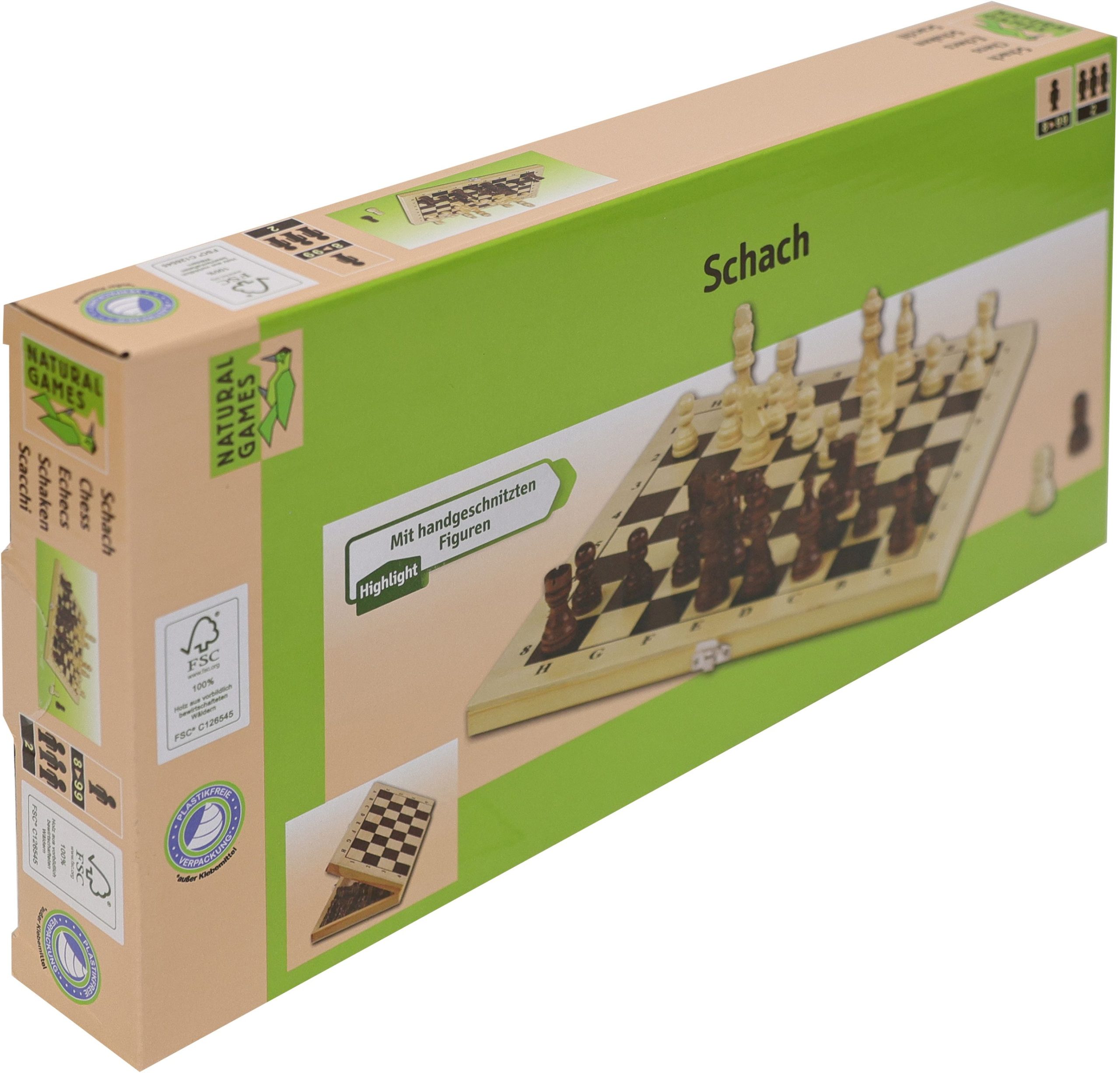 Natural Games Schachkassette hell, 29x29cm - Spiele Max