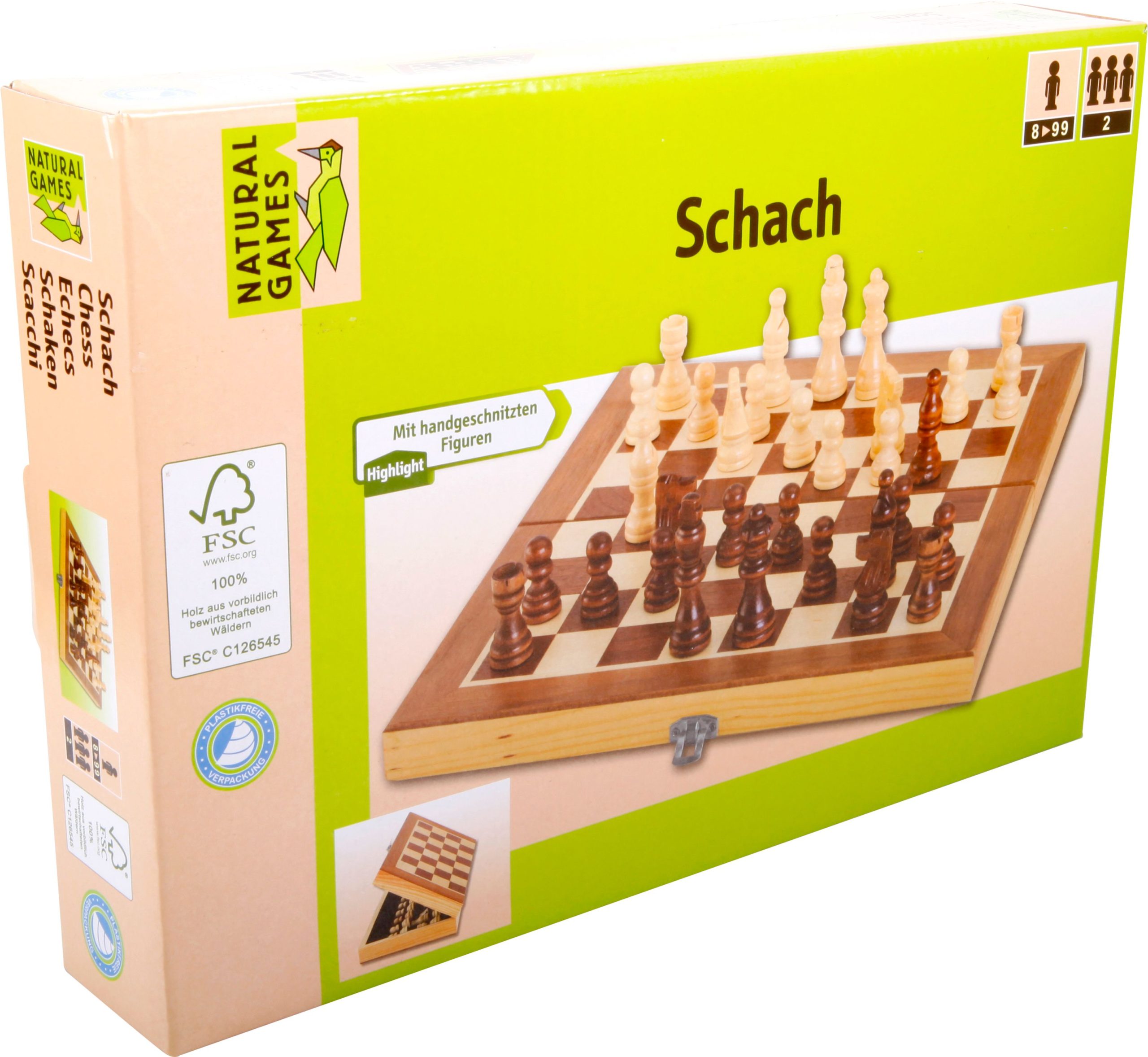 Natural Games Schachkassette dunkel 29x29 cm - Spiele Max