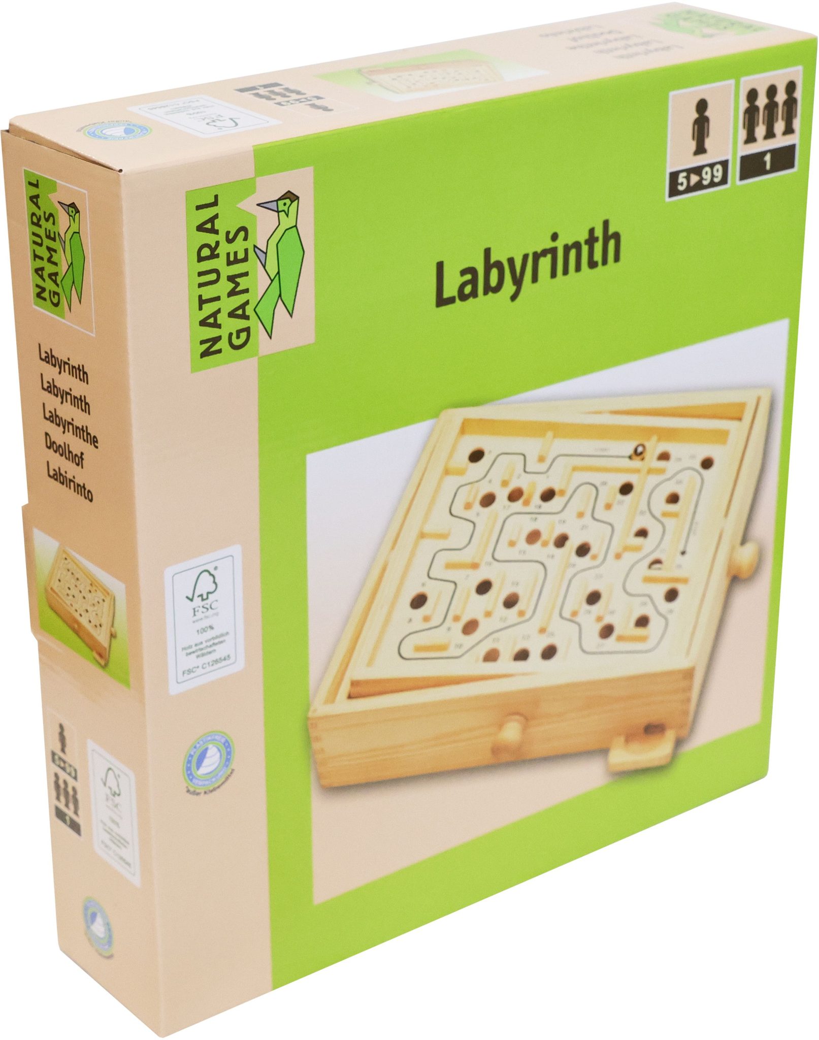 Natural Games Holz Labyrinth 30 x 25,5 cm - Spiele Max