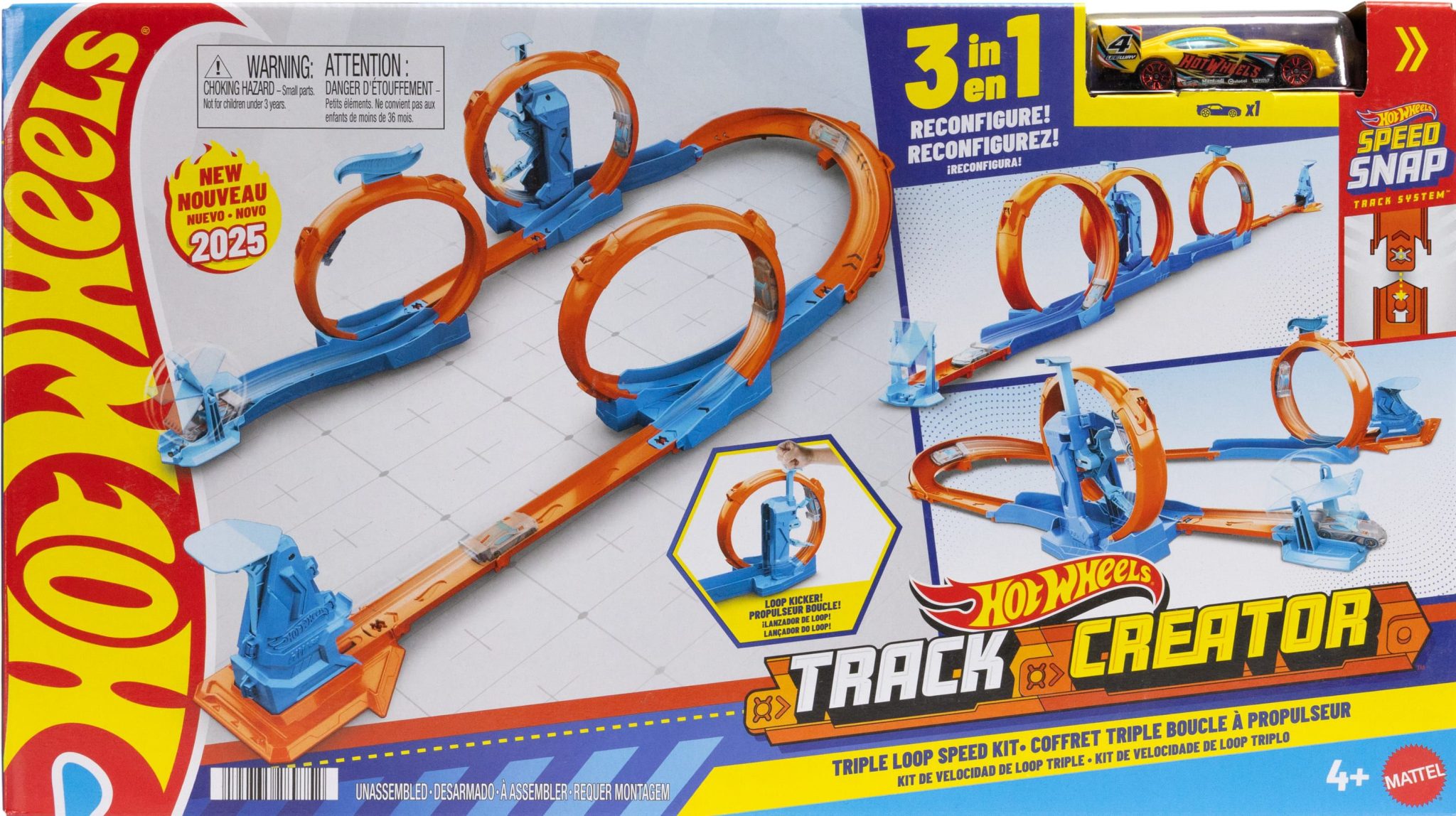 Hot Wheels Track Creator Dreifach-Looping-Pack und Spielzeugauto im ...