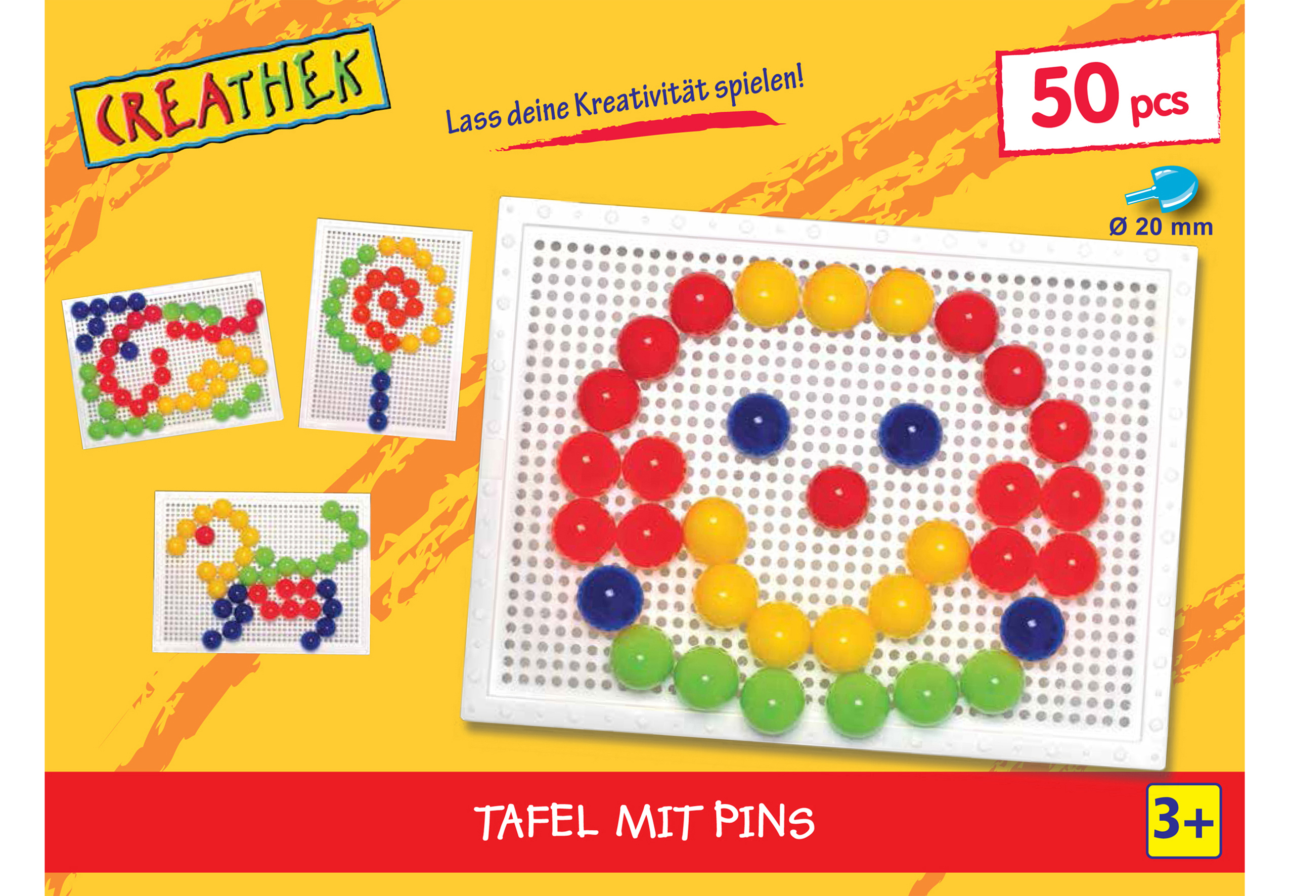Creathek Tafel mit 50 Pins # 20 mm - Spiele Max