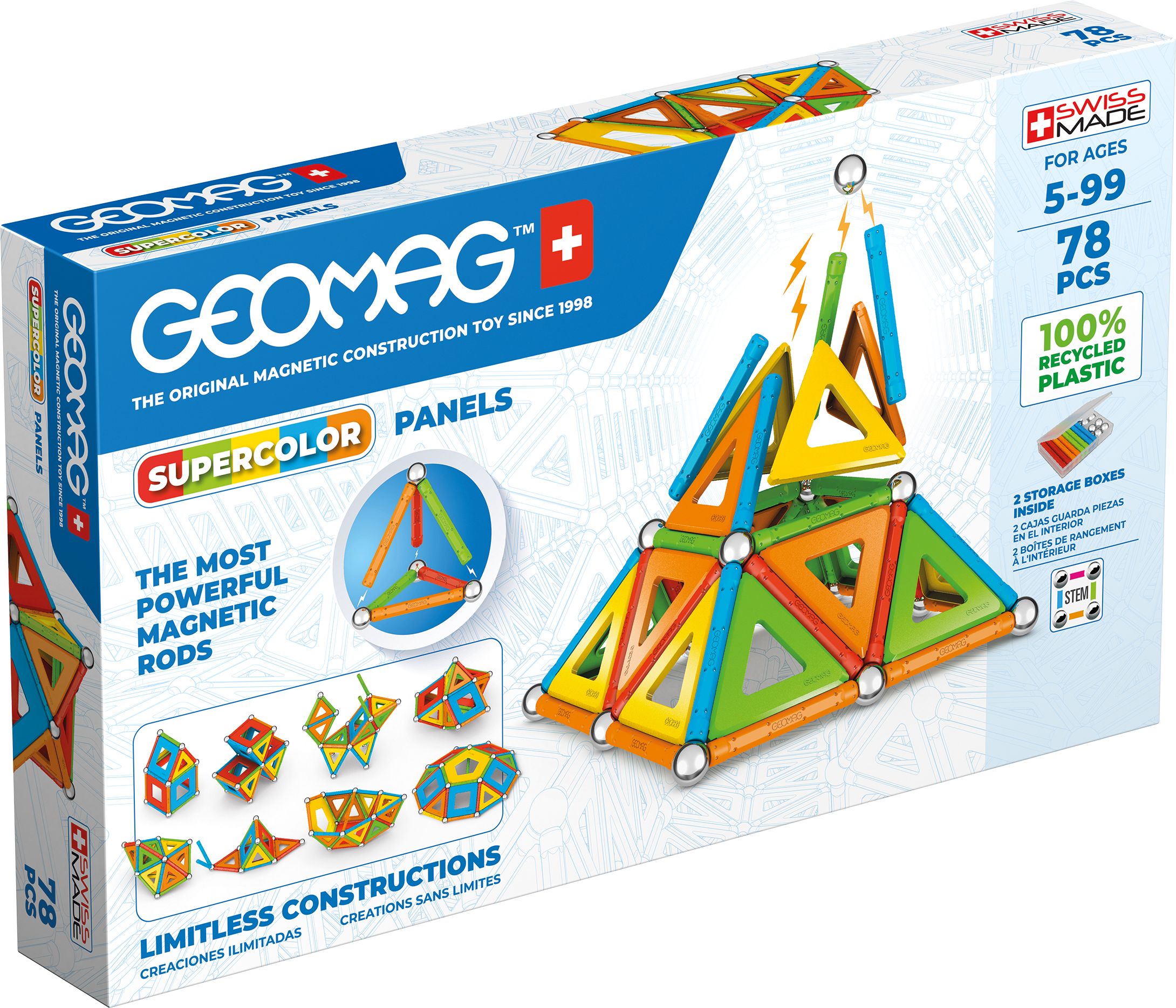 Geomag Supercolor Panels Recycled 78 pcs - Spiele Max
